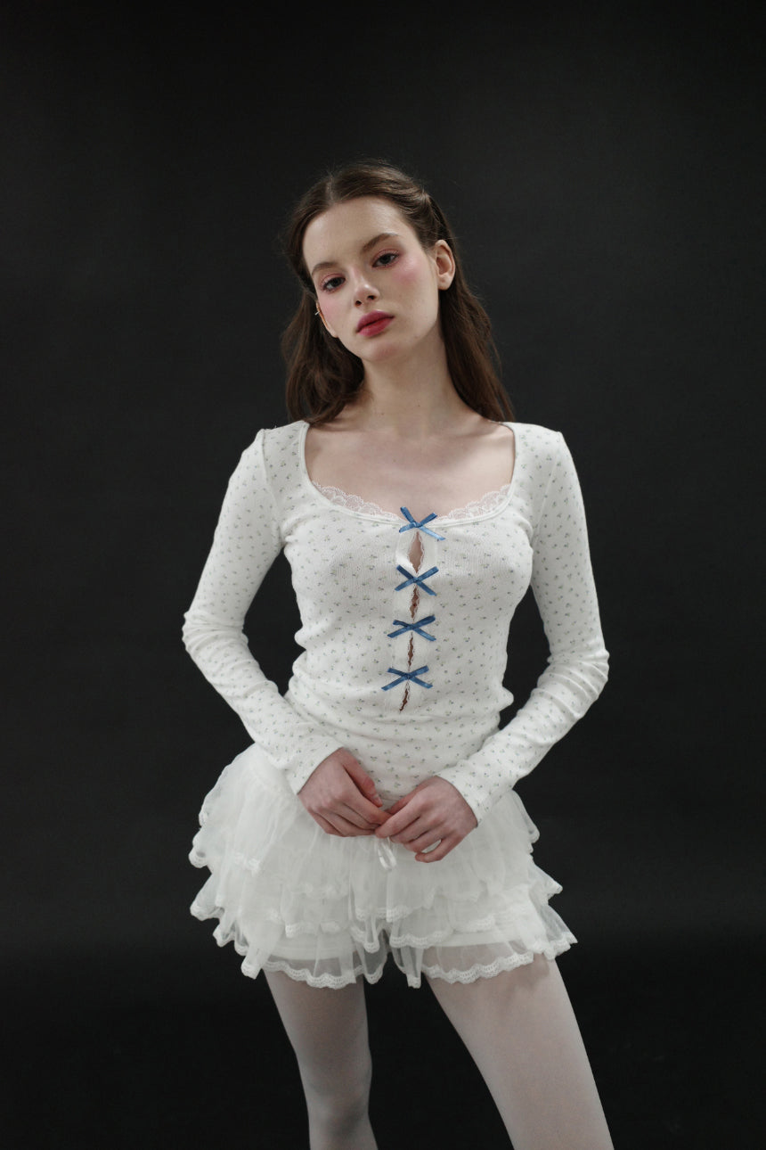 DRYROSE Spring Hole Ribbon Top (Flower): Springtime Charm & Unique ...